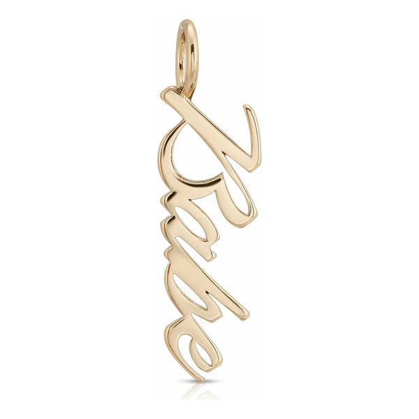 BRASS PLATED 10K GOLD SCRIPT PENDANT BABE - Karma Kiss